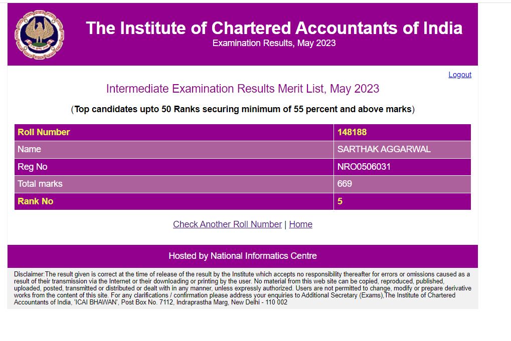 Forums CA Intermediate Result